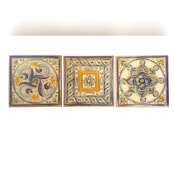 Art | Decorative Venis Spanish Ceramic Tile Set With Blue And Yellow ...